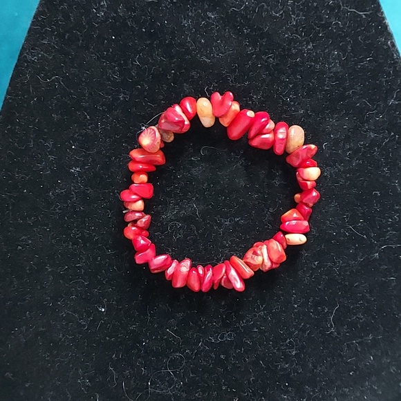 Jewelry | Handcrafted Red Coral Chip Stone Bracelet | Poshmark